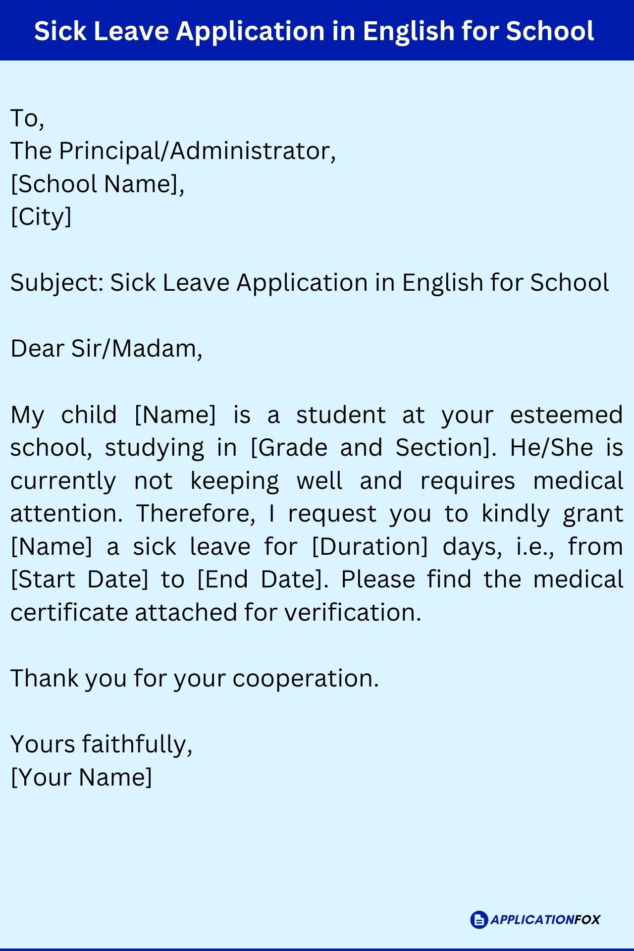 (5+ Samples) Sick leave application in English