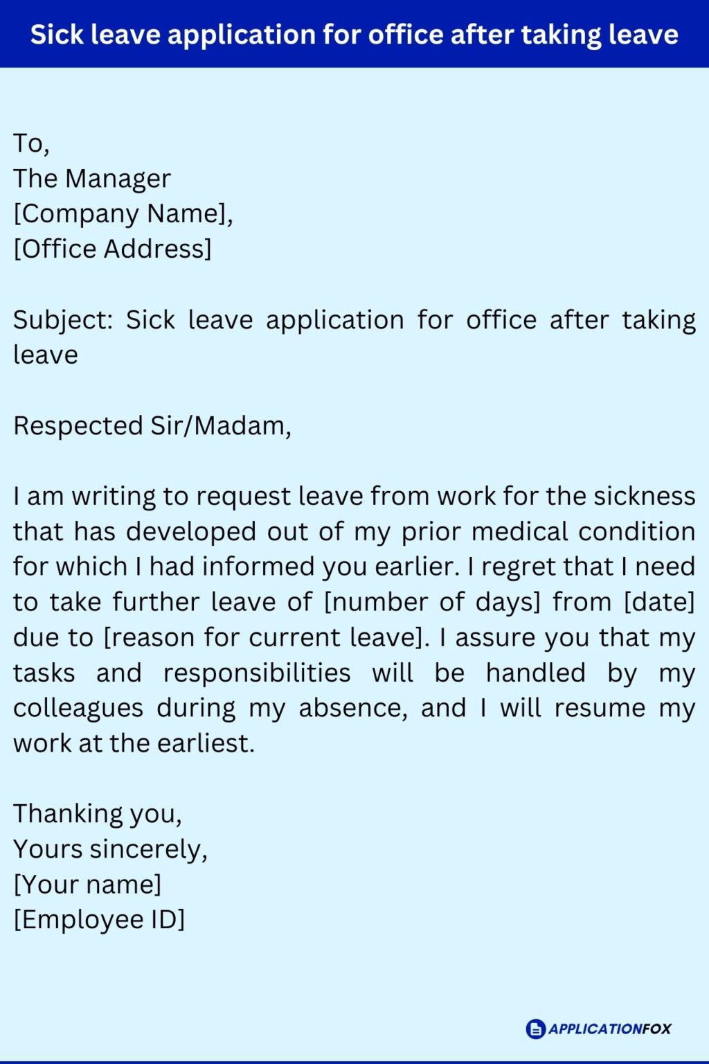 (7+ Samples) Sick Leave Application for Office