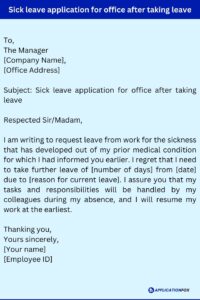 (7+ Samples) Sick Leave Application for Office