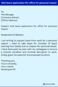 (7+ Samples) Sick Leave Application for Office