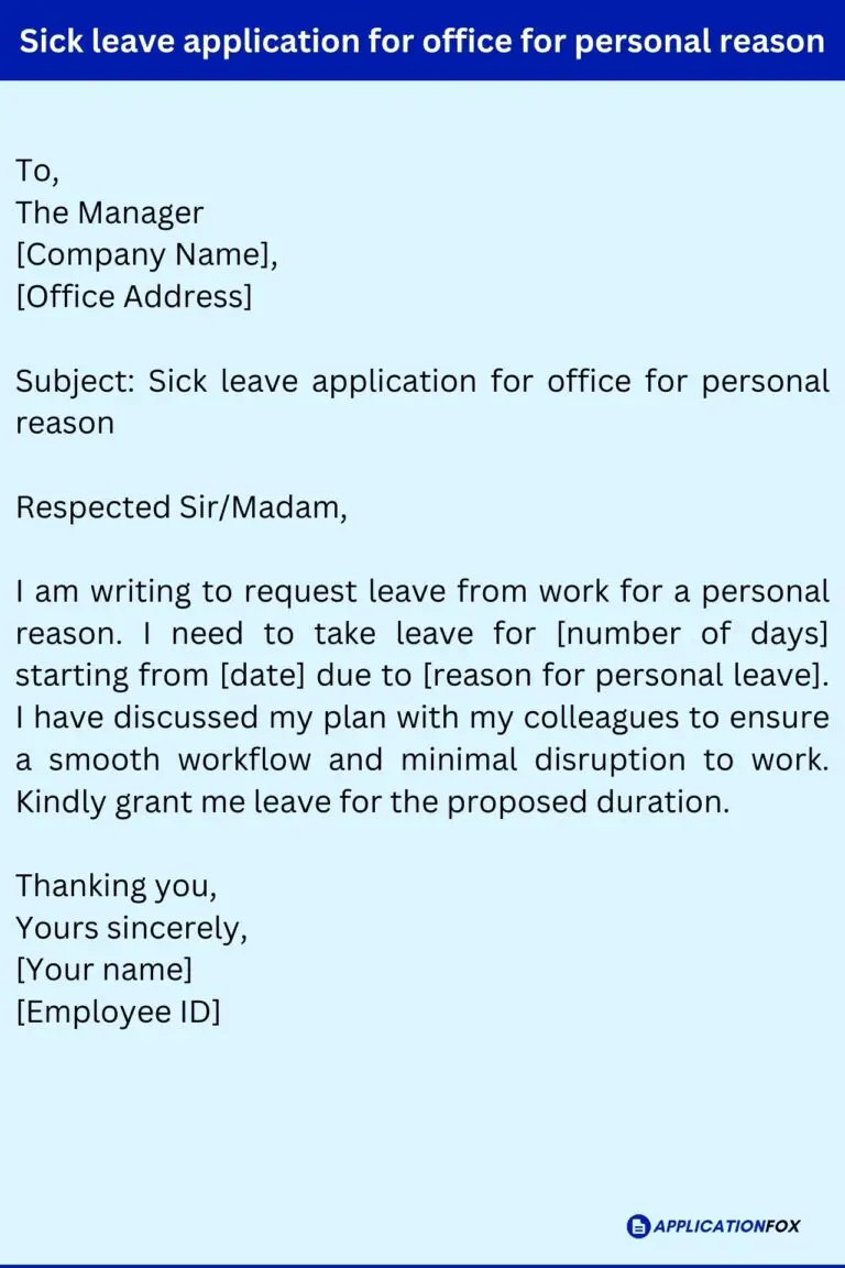 (7+ Samples) Sick Leave Application for Office