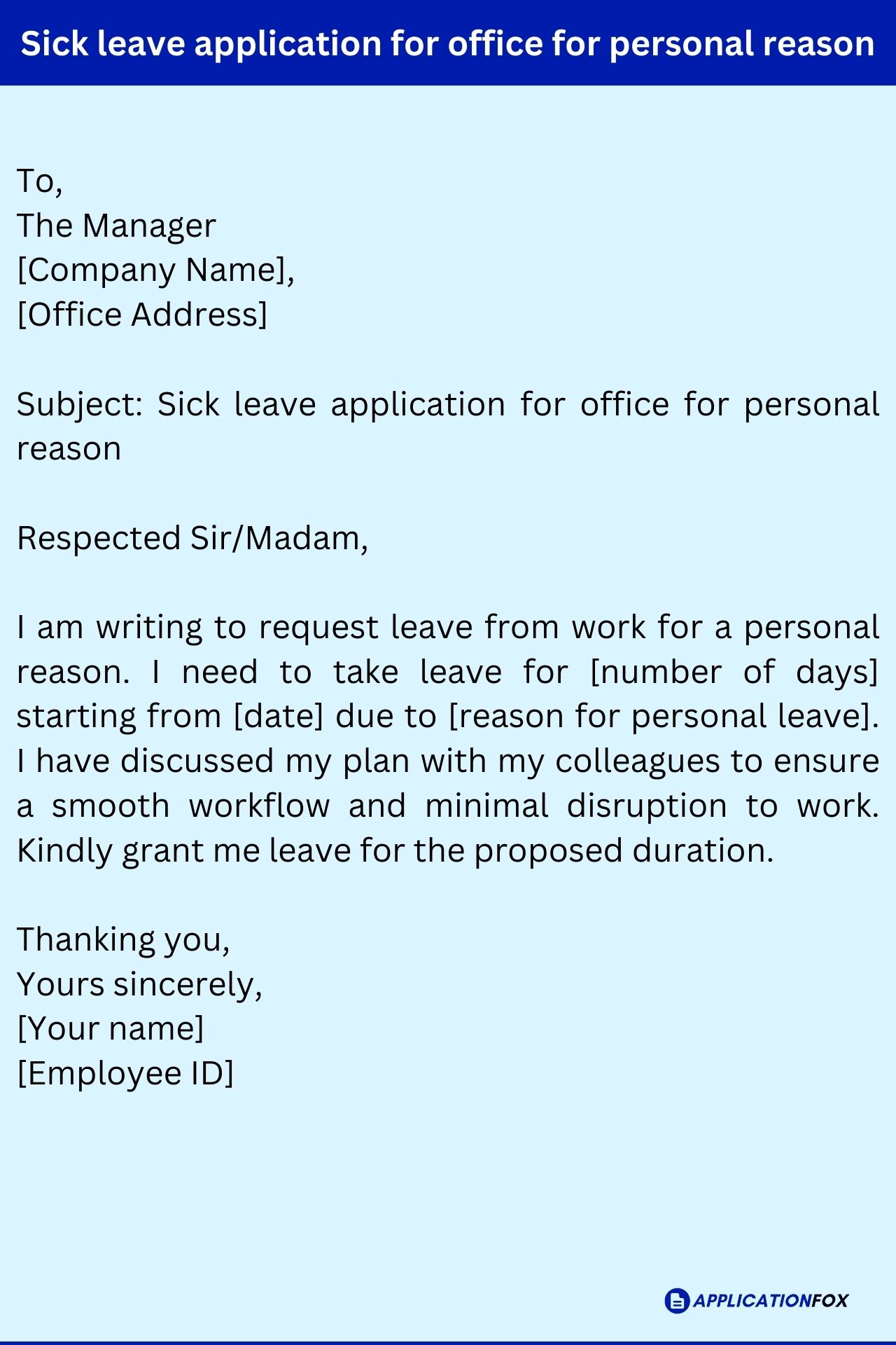 (7+ Samples) Sick Leave Application for Office