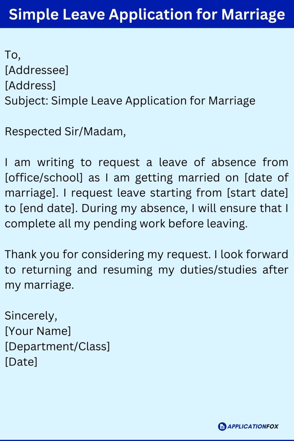 (9 Samples) Leave Application for Marriage