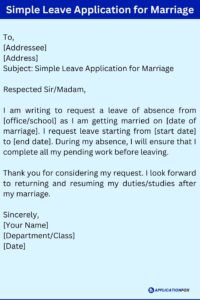 (9 Samples) Leave Application for Marriage