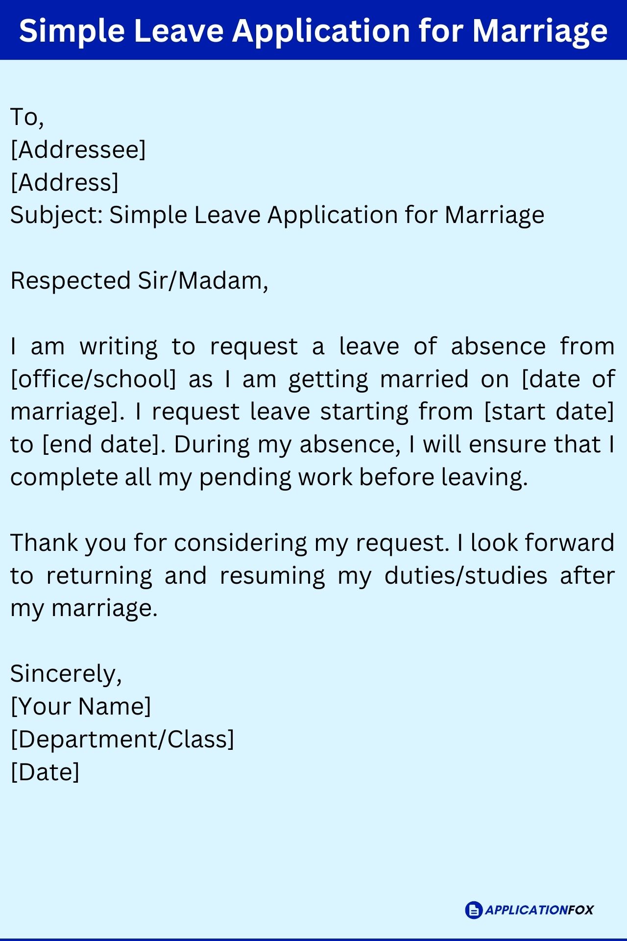 (9 Samples) Leave Application for Marriage