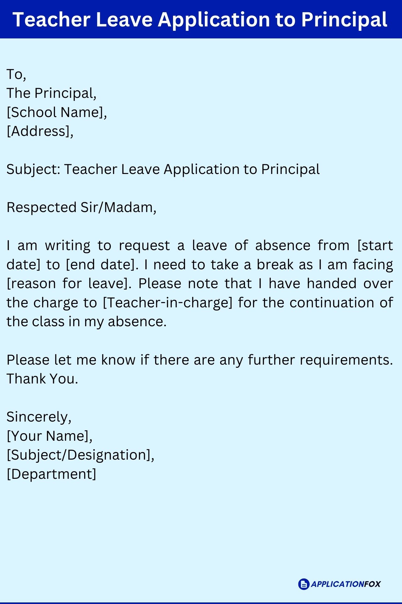 (11+ Samples) Leave Application to Principal (11+ Samples) Leave Application to Principal