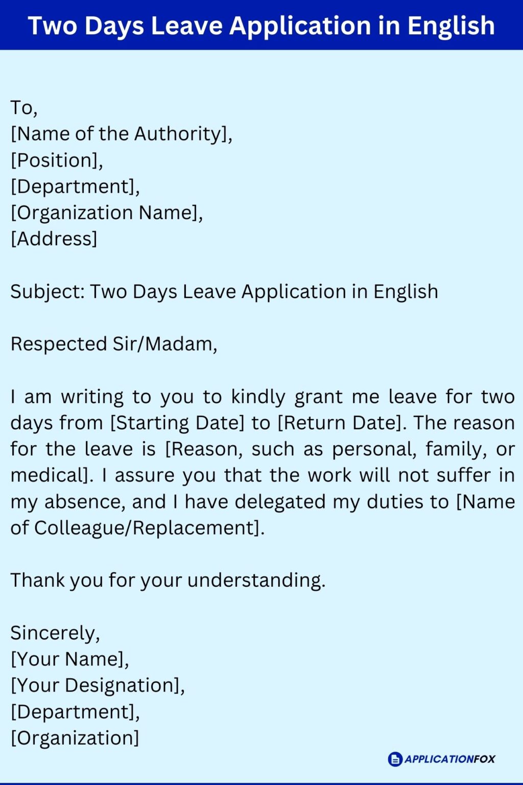 (13+ Samples) Leave Application in English