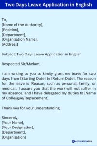 (13+ Samples) Leave Application in English