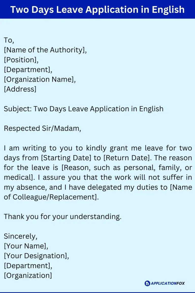 (13+ Samples) Leave Application in English