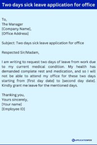 (7+ Samples) Sick Leave Application for Office