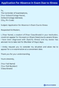 (5+ Samples) Application for Not Attending Exam Due to Fever