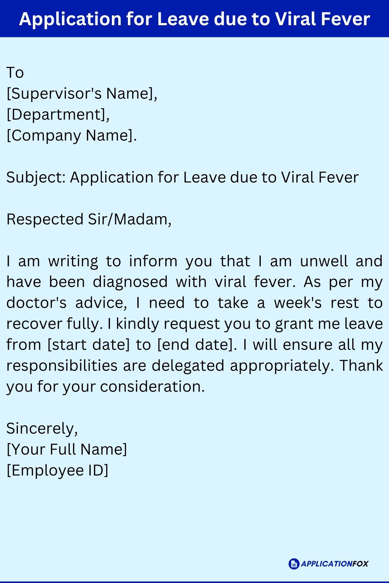 (5+ Samples) Application for Viral Fever - ApplicationFox