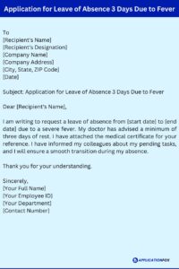 (5+ Samples) Application for Leave of Absence Due to Fever