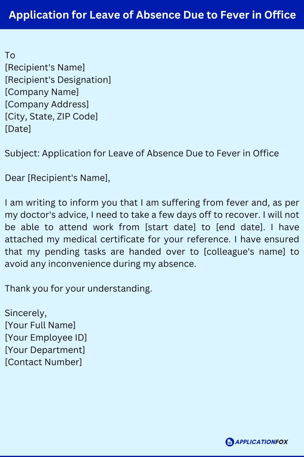 (5+ Samples) Application for Leave of Absence Due to Fever