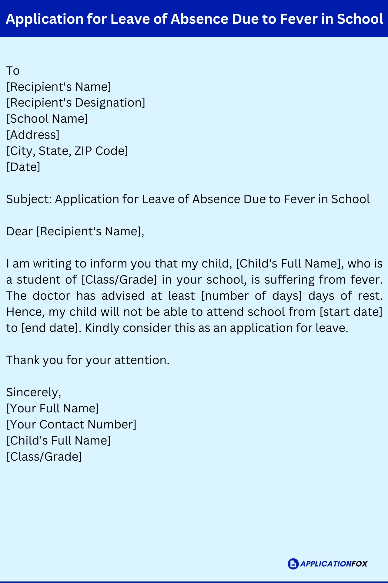 (5+ Samples) Application for Leave of Absence Due to Fever