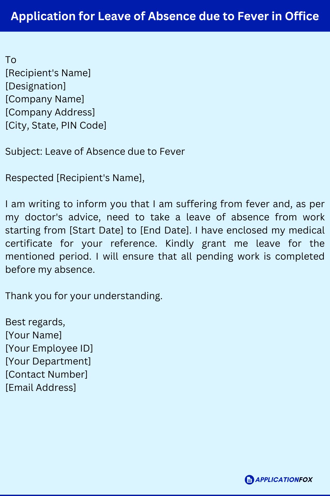 (5+ Samples) Leave Application for Fever in Office