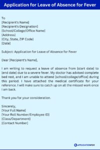 (5+ Samples) Application for Leave of Absence Due to Fever