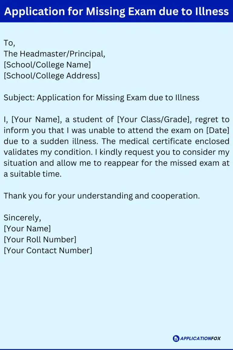 (5+ Samples) Application for Retaking Exam Due to Illness