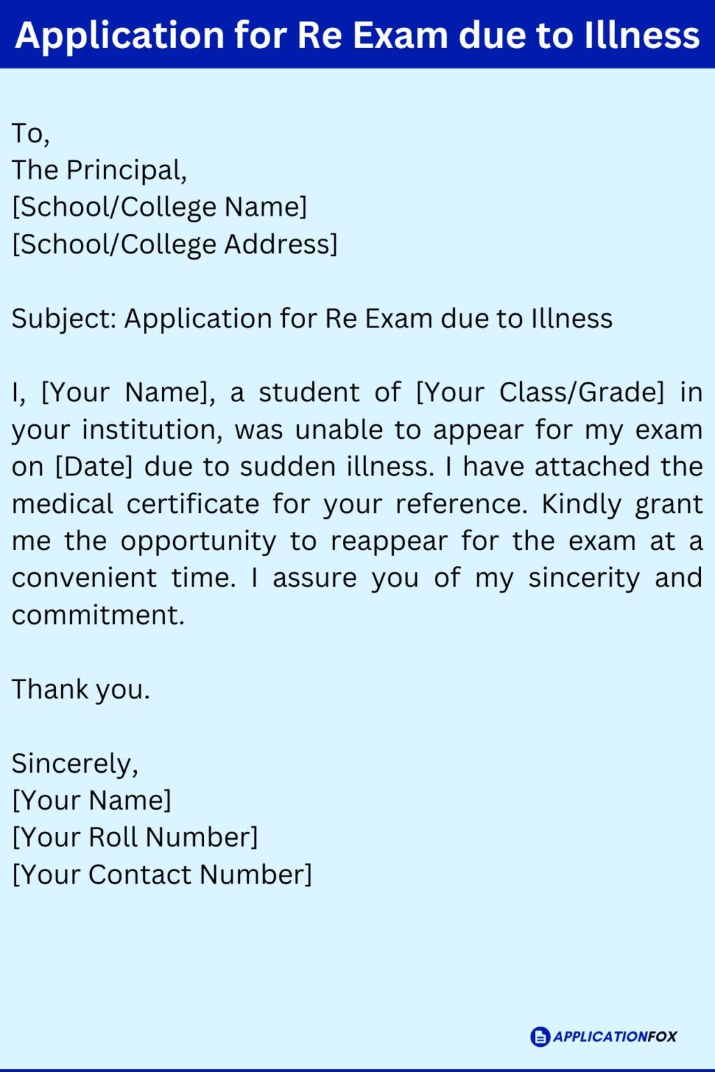 (5+ Samples) Application for Retaking Exam Due to Illness (5+ Samples) Application for Retaking Exam Due to Illness