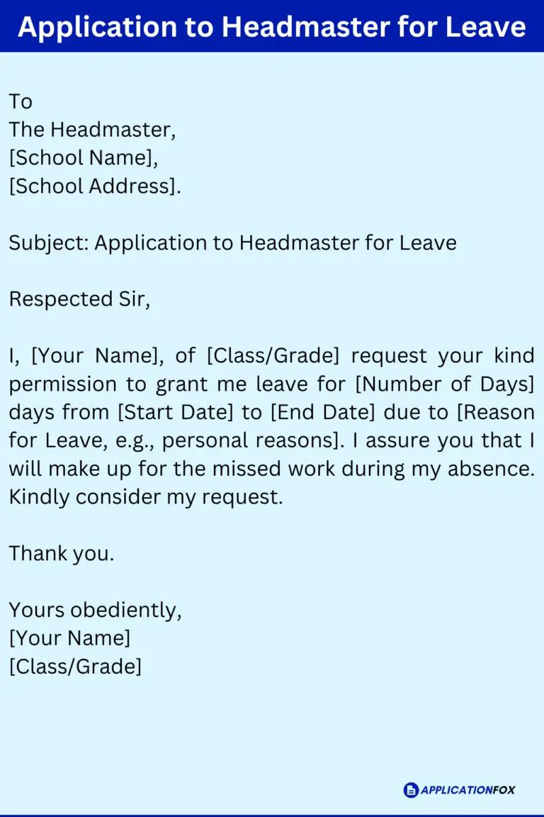 (5+ Samples) Application to Headmaster - ApplicationFox
