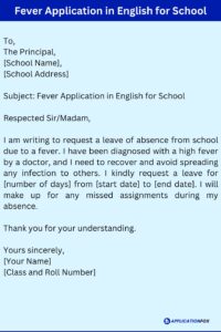 (5+ Samples) Application for Fever in English