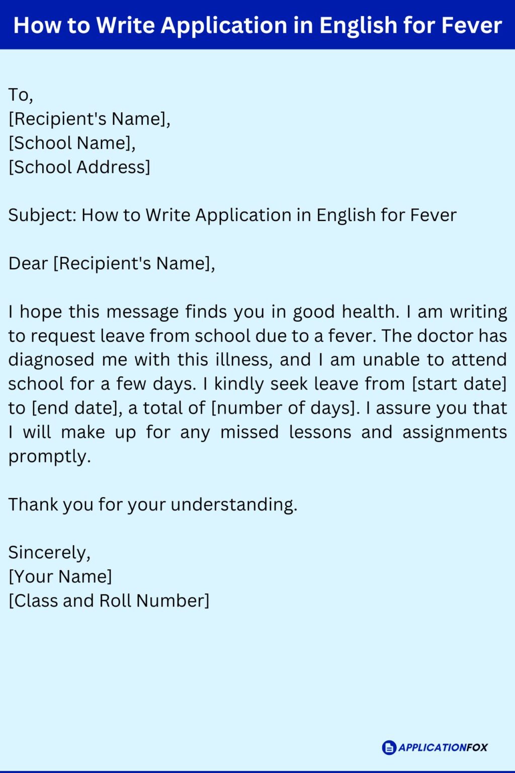 (5+ Samples) Application for Fever in English