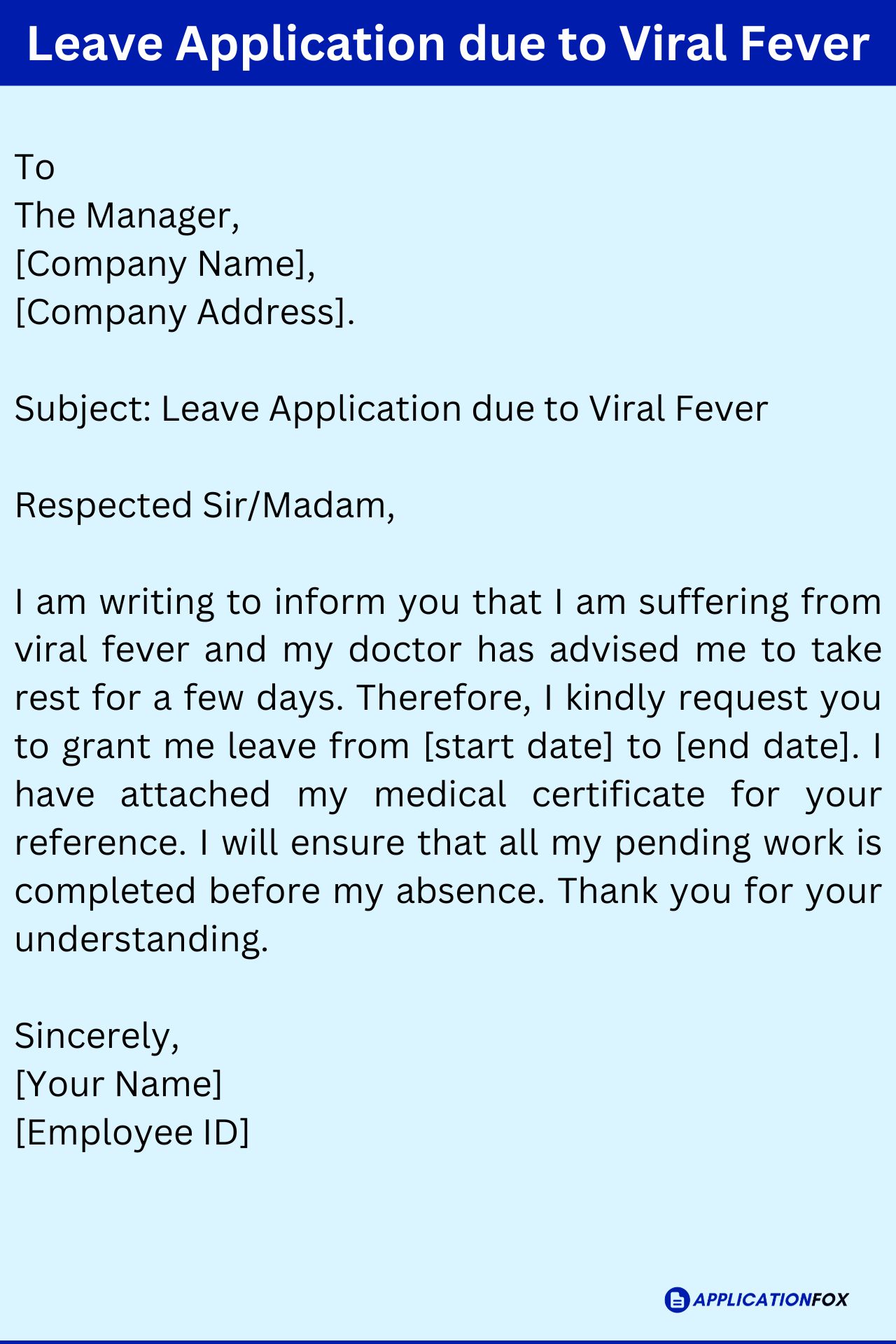 (5+ Samples) Application for Viral Fever - ApplicationFox