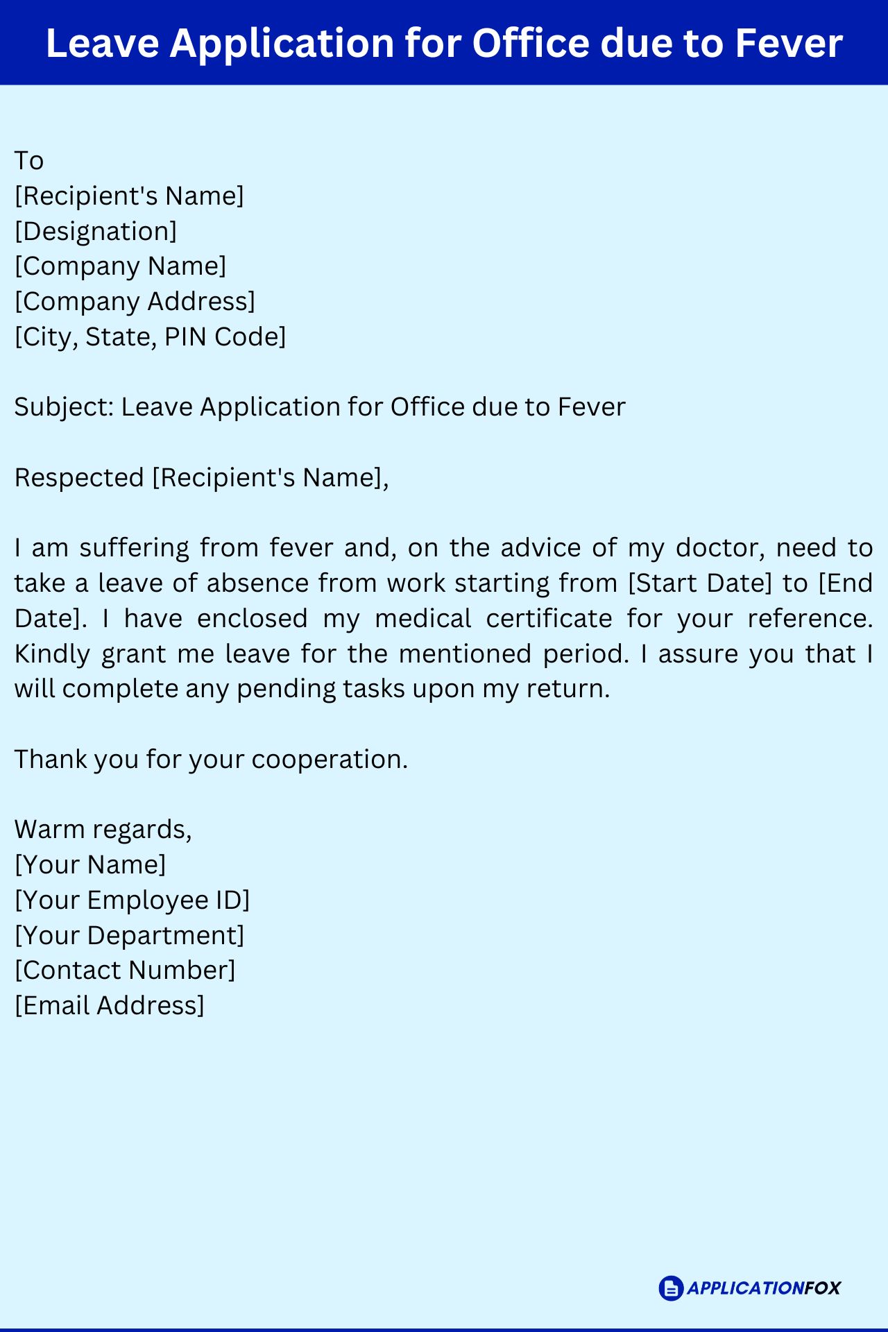 5 Samples Leave Application For Fever In Office
