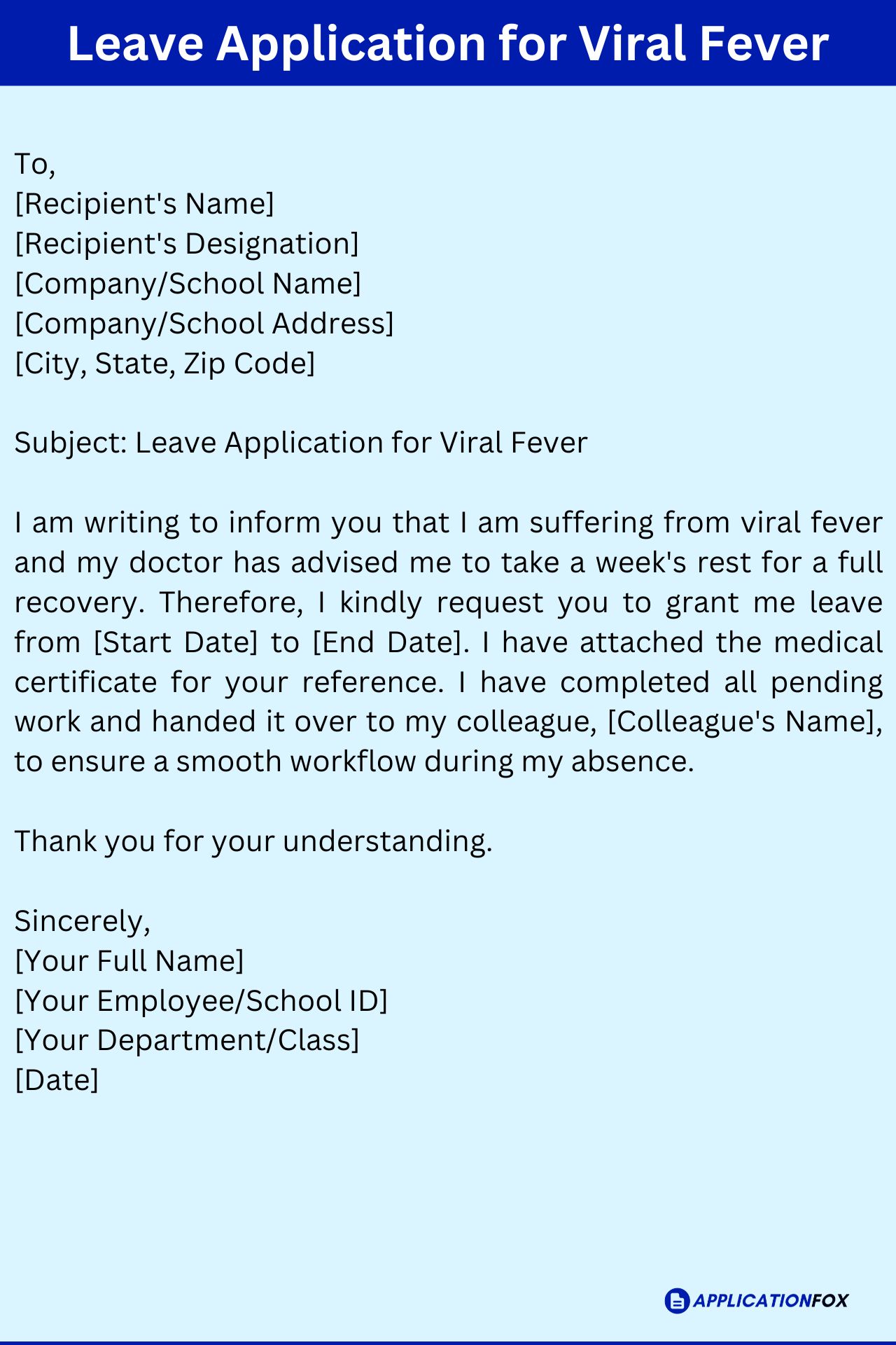 (5+ Samples) Application for Viral Fever - ApplicationFox
