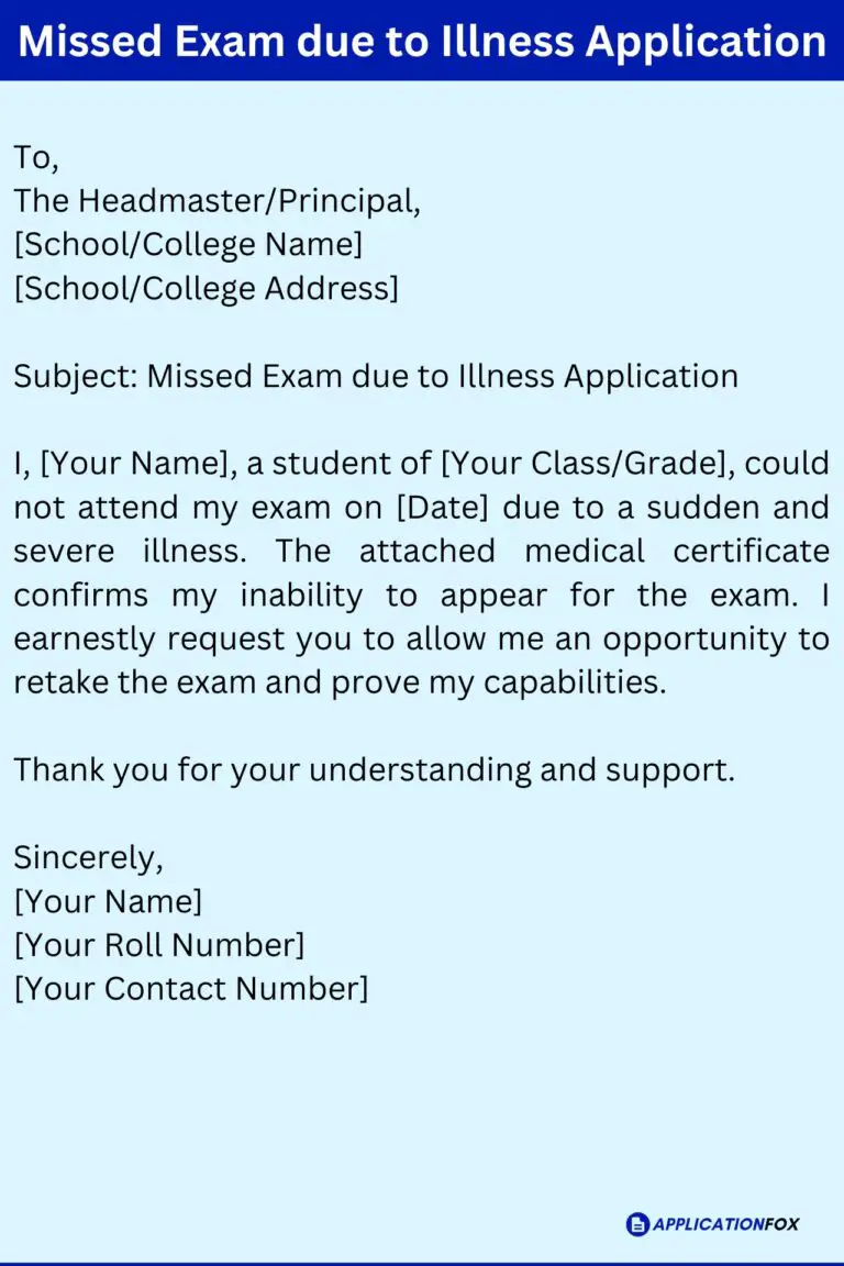 (5+ Samples) Application for Retaking Exam Due to Illness