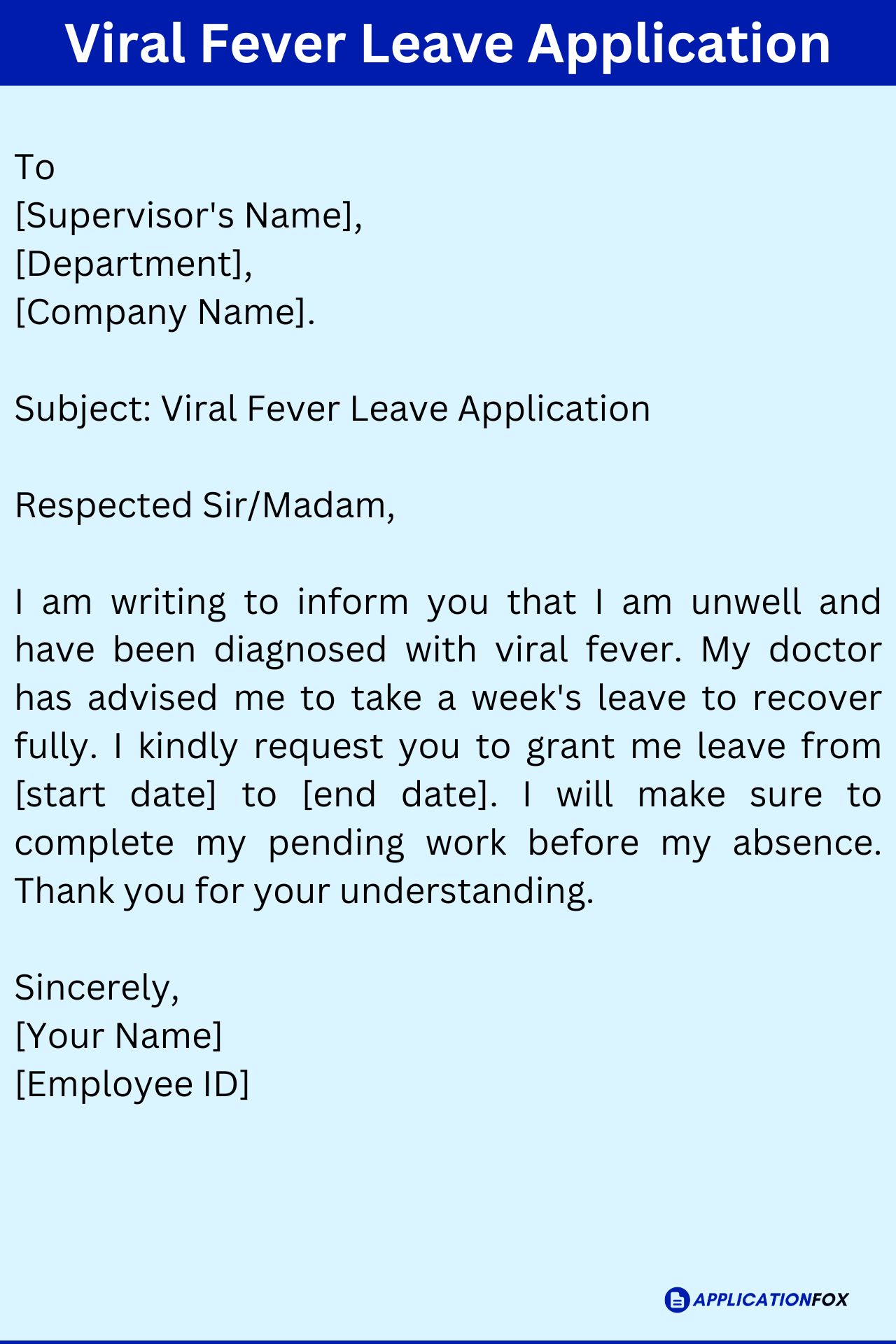 (5+ Samples) Application for Viral Fever - ApplicationFox